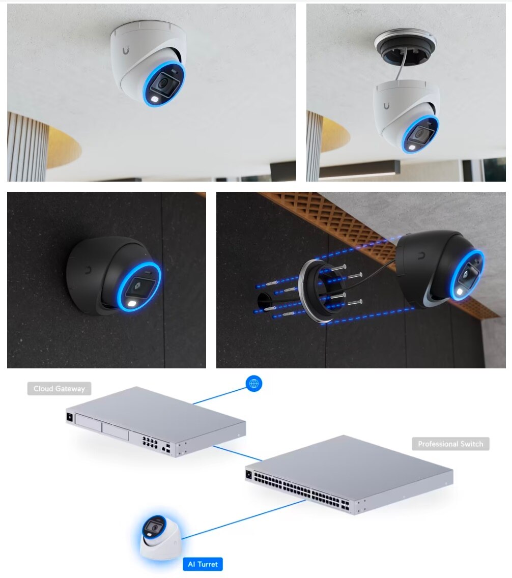 Ubiquiti Networks AI Turret UniFi AI 4K PoE+ Outdoor Network Turret ...